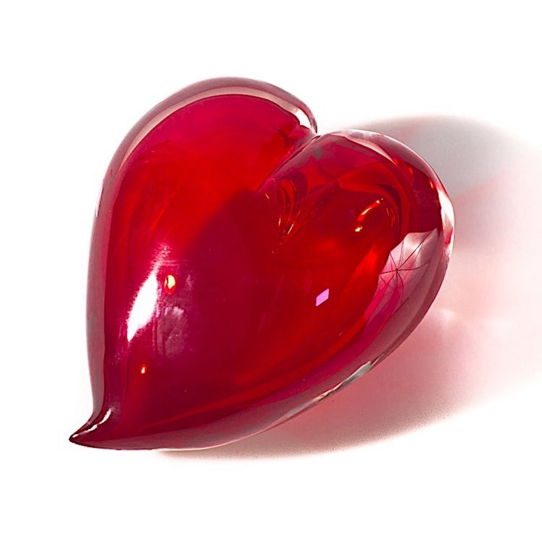 Murano Glass Heart, Red Glass Heart, Handmade Glass Heart, Heart Figure ...