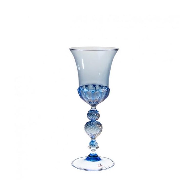 Handmade Murano Glass Goblet: Blue With Gold Leaf Details - Etsy