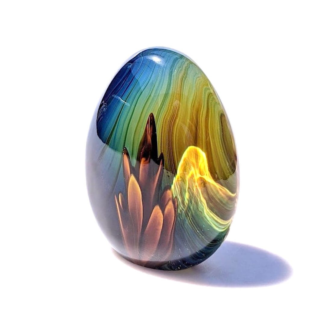 Chalcedony Murano Glass Sculpture: Iridescent Floral Art, Made in Italy - Etsy