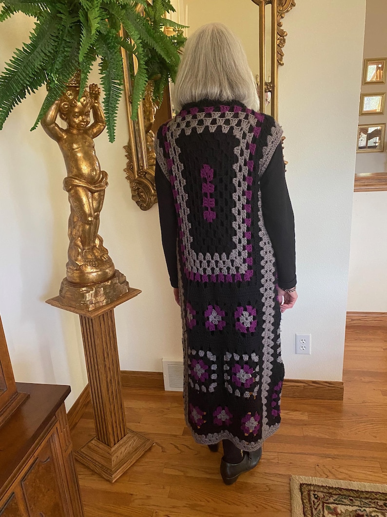 Hand Crocheted, Granny Square Long Duster W/hat, Size 10-14 - Etsy