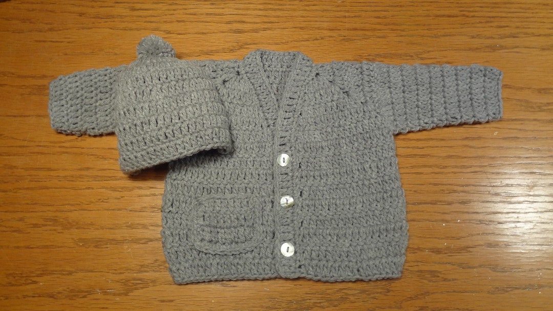 150. Pattern for New Born Baby Boy Crocheted Sweater and Hat - Etsy