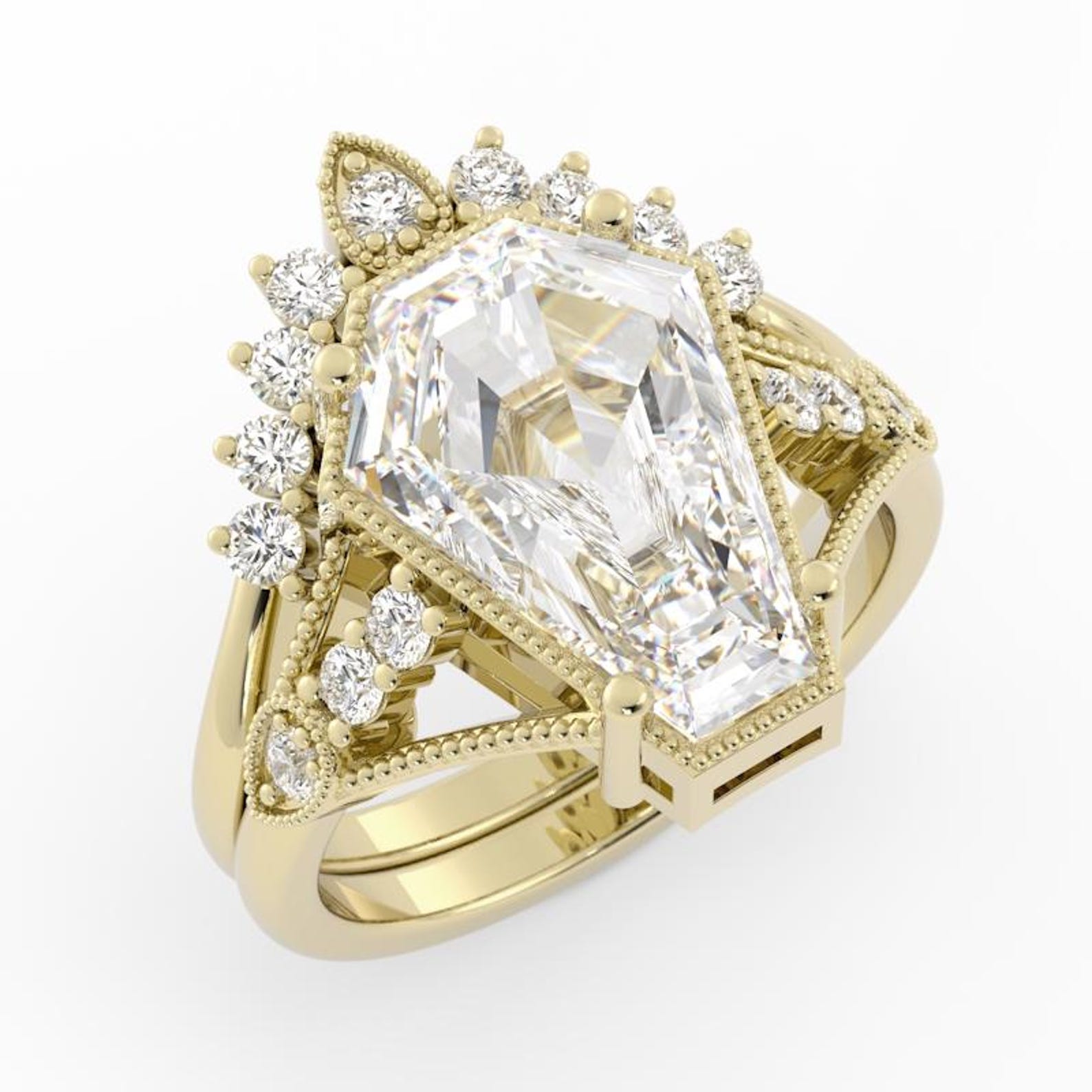 Coffin Gems® 5ct Crown Ring Set - 10k Yellow, Rose or White Gold - Etsy
