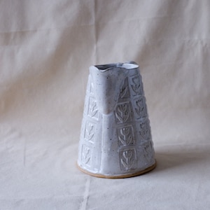 Handmade Ceramic Pitcher | White Rustic Floral Pattern Jug | MADE TO ...
