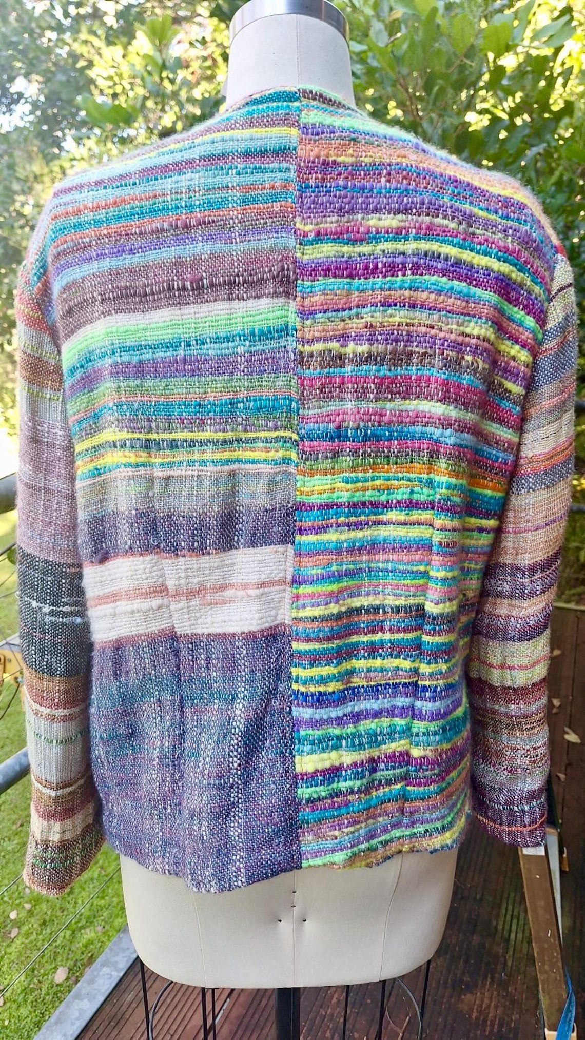Jacket of Colourful Saori Weaving - Etsy