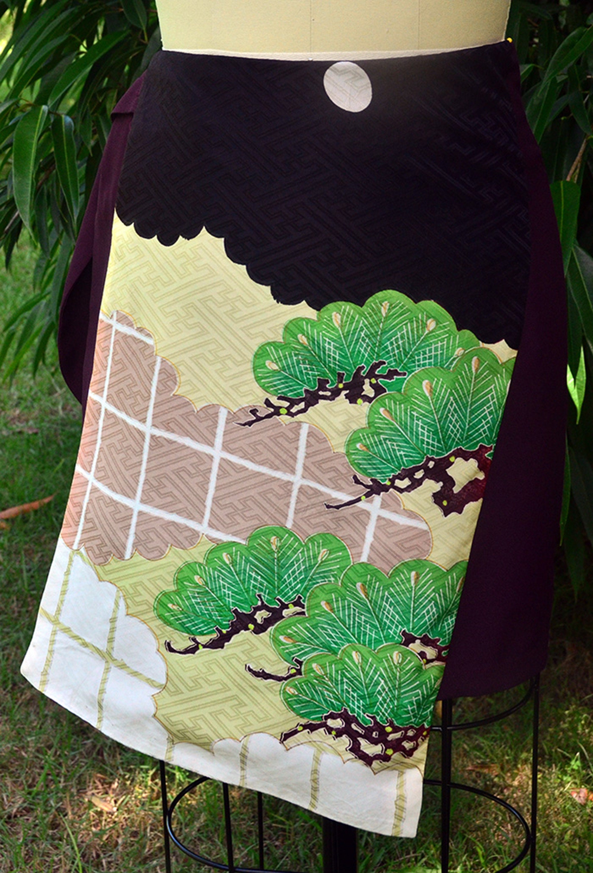 Vintage Table Eight Skirt With Japanese Silk Panel - Etsy