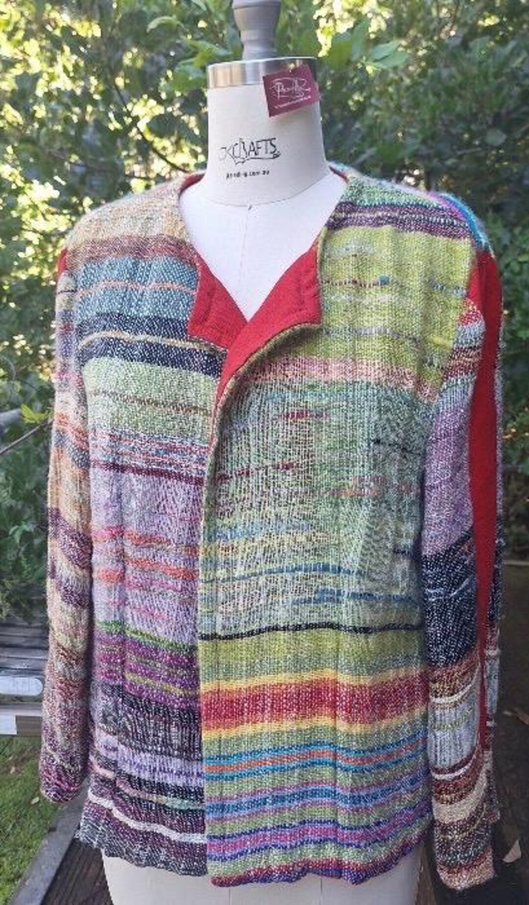 Jacket of Colourful Saori Weaving - Etsy
