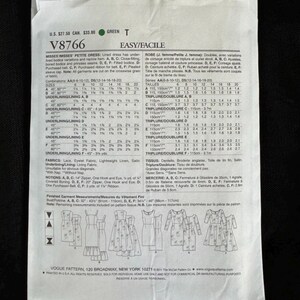 Vogue V8766 Sewing Pattern Includes Dresses in Sizes 6-8-10-12 Uncut ...