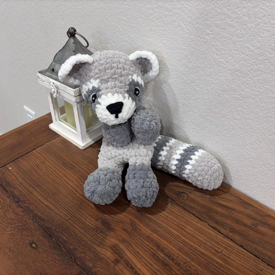 Ready to Ship Crochet Raccoon Snuggler Raccoon Lovey Plush Toy for ...