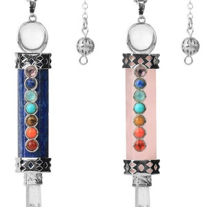 7 Chakra Divination Pendulum for Dowsing Crystal Quartz Pendulums Reiki Healing Gemstone 2021 ...