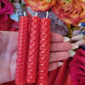 12 RED SPELL CANDLES Set Magical Light Intention Beeswax 12 Candles 4 ...