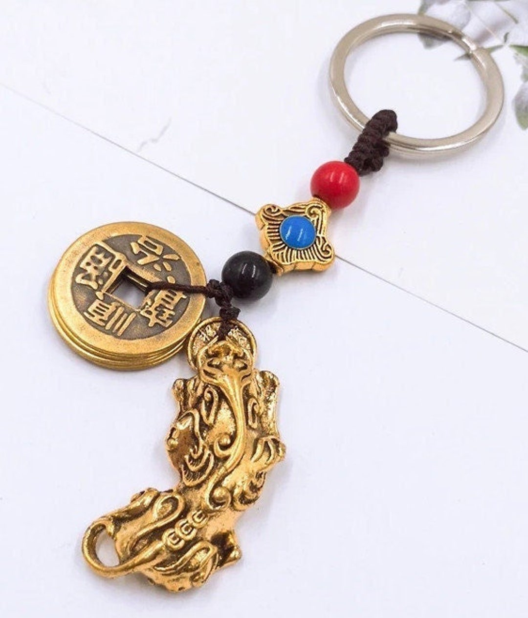 2022 Brass Good Fortune Keychain Chinese Feng Shui Antique Coins ...