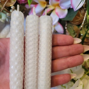12 SPELL CANDLES WHITE Set Magical Light Intention Beeswax 12 Candles 4 ...