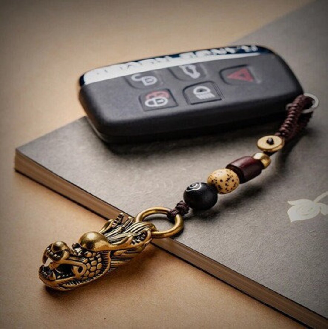 Metal Car Key Pendants Brass Dragon Head Rope Fang Shui Keychain Punk ...