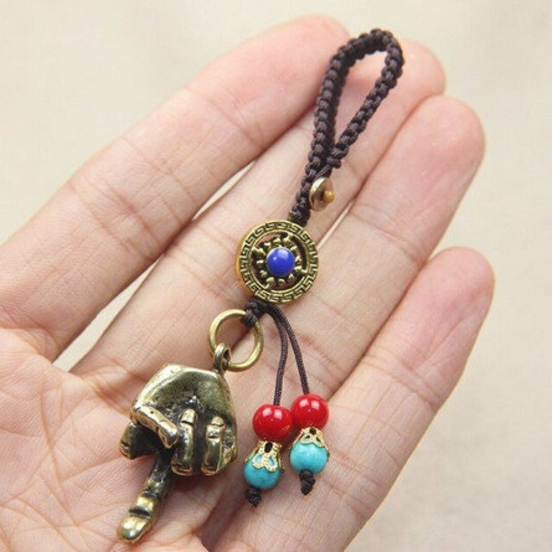 2023 Pure Brass Hand Key Chain Pendant Punk Rock Men Middle Finger up ...