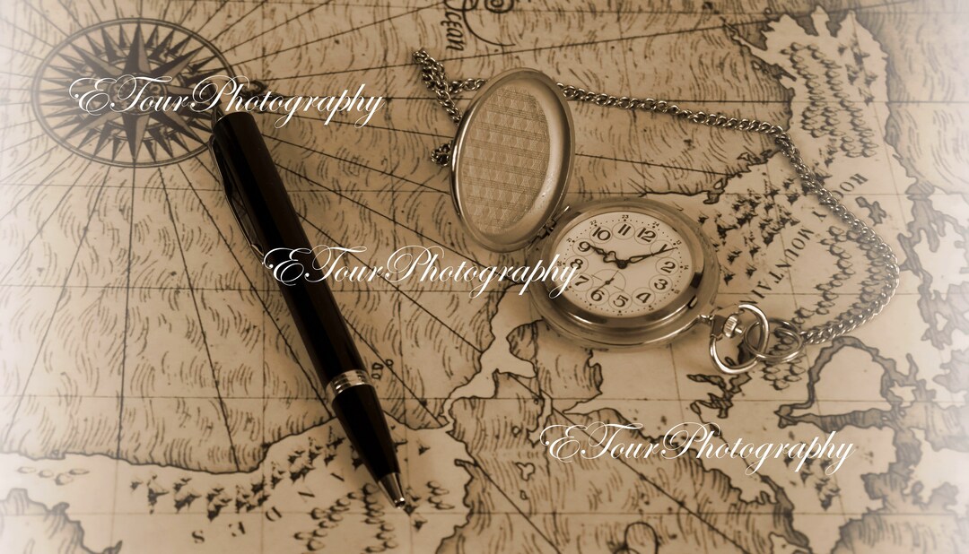 Old Map With Pocket Watch - Etsy