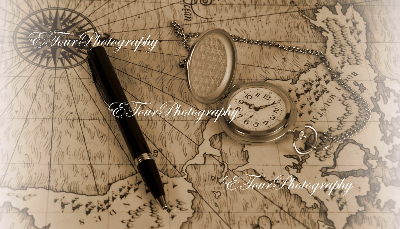 Old Map With Pocket Watch - Etsy
