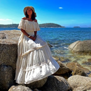 Off Shoulder Lace Ruffle Dress for Women Long off White Flare | Etsy