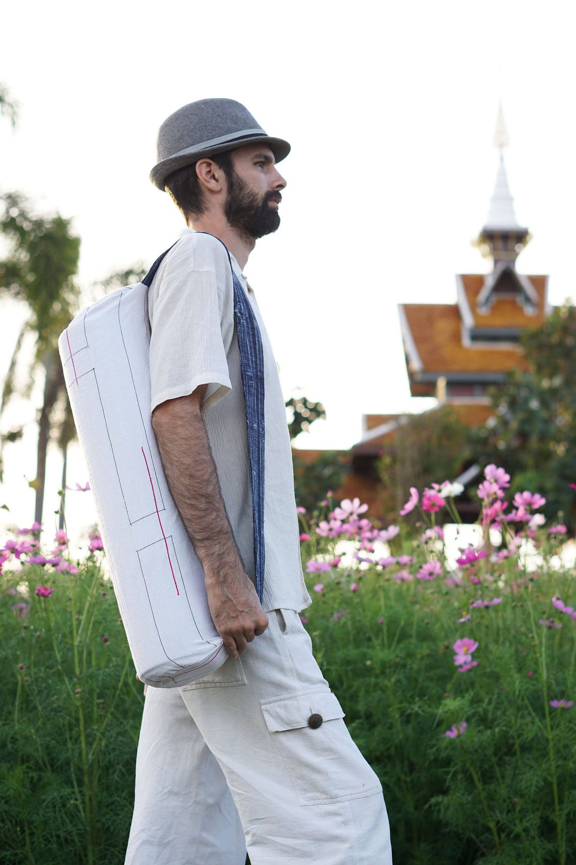 White Hemp Batik Indigo Yoga Mat Bag for Men and Women - Etsy