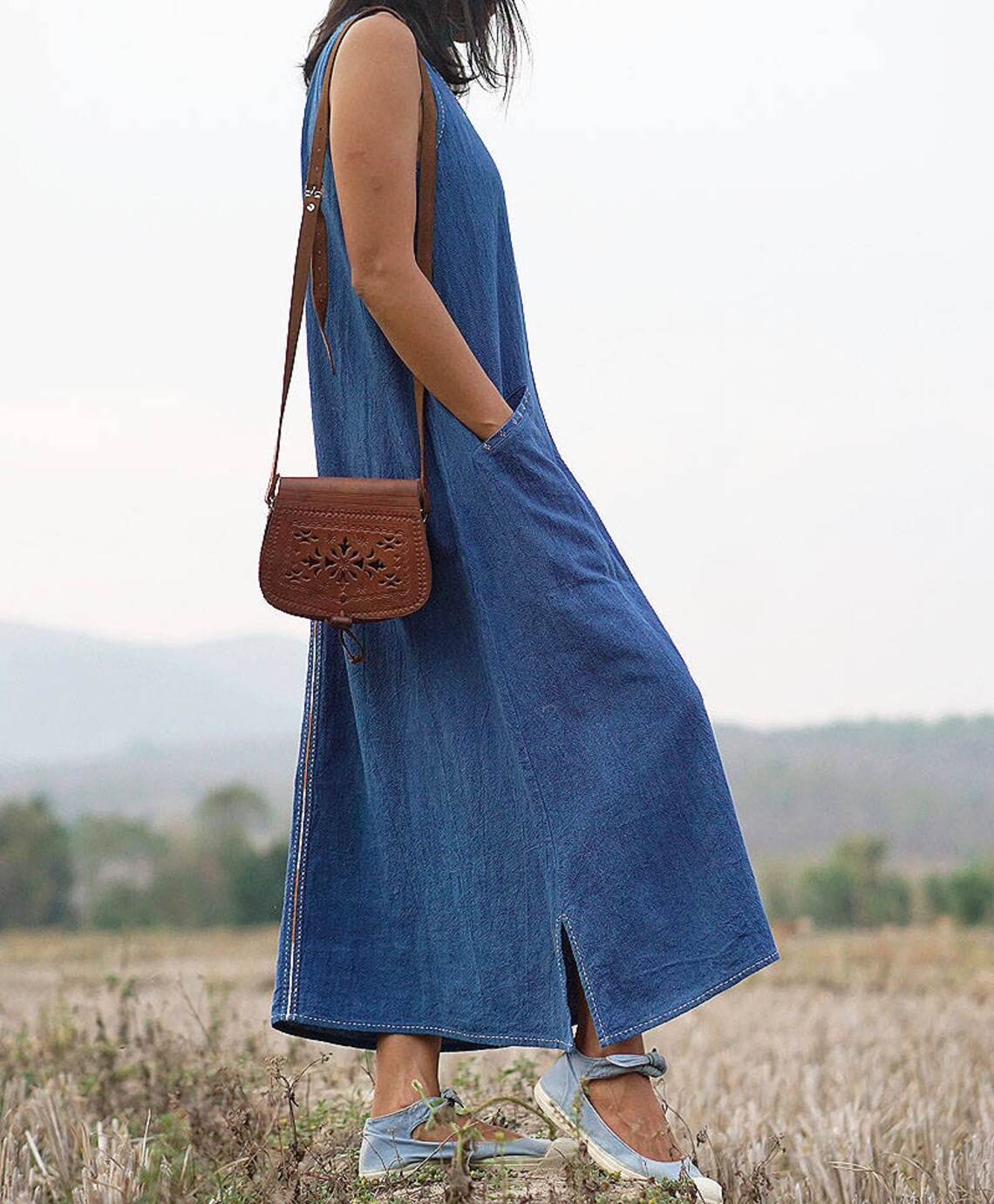 Indigo Dress Blue Indigo Dress Natural Indigo Dress Long - Etsy