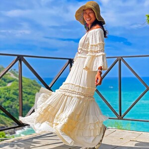 Long Boho Dress, White Cotton Dress, White Boho Dress, White Bohemian ...