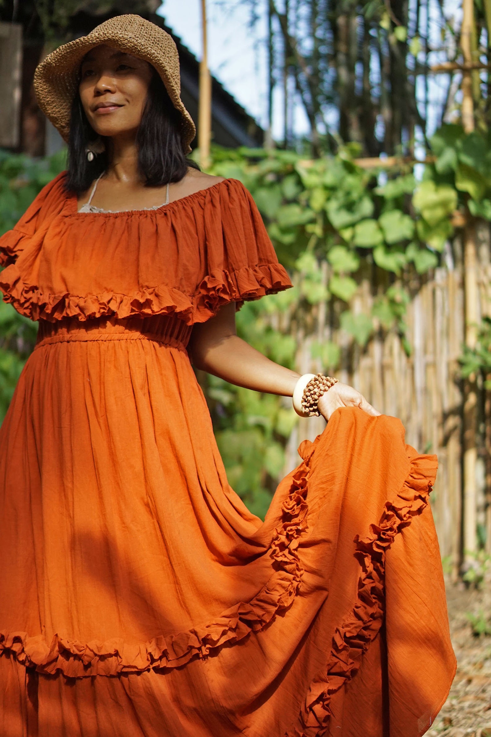 Burnt Orange Dress Boho Orange Dress Women Orange Dress - Etsy