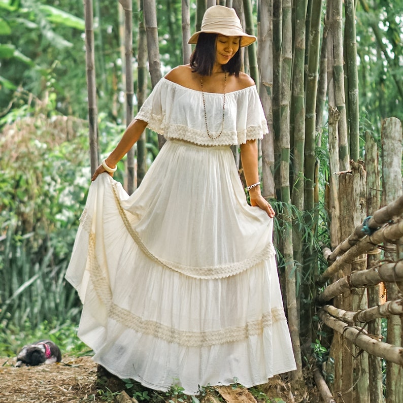 Off Shoulder Lace Ruffle Dress for Women Long off White Flare - Etsy