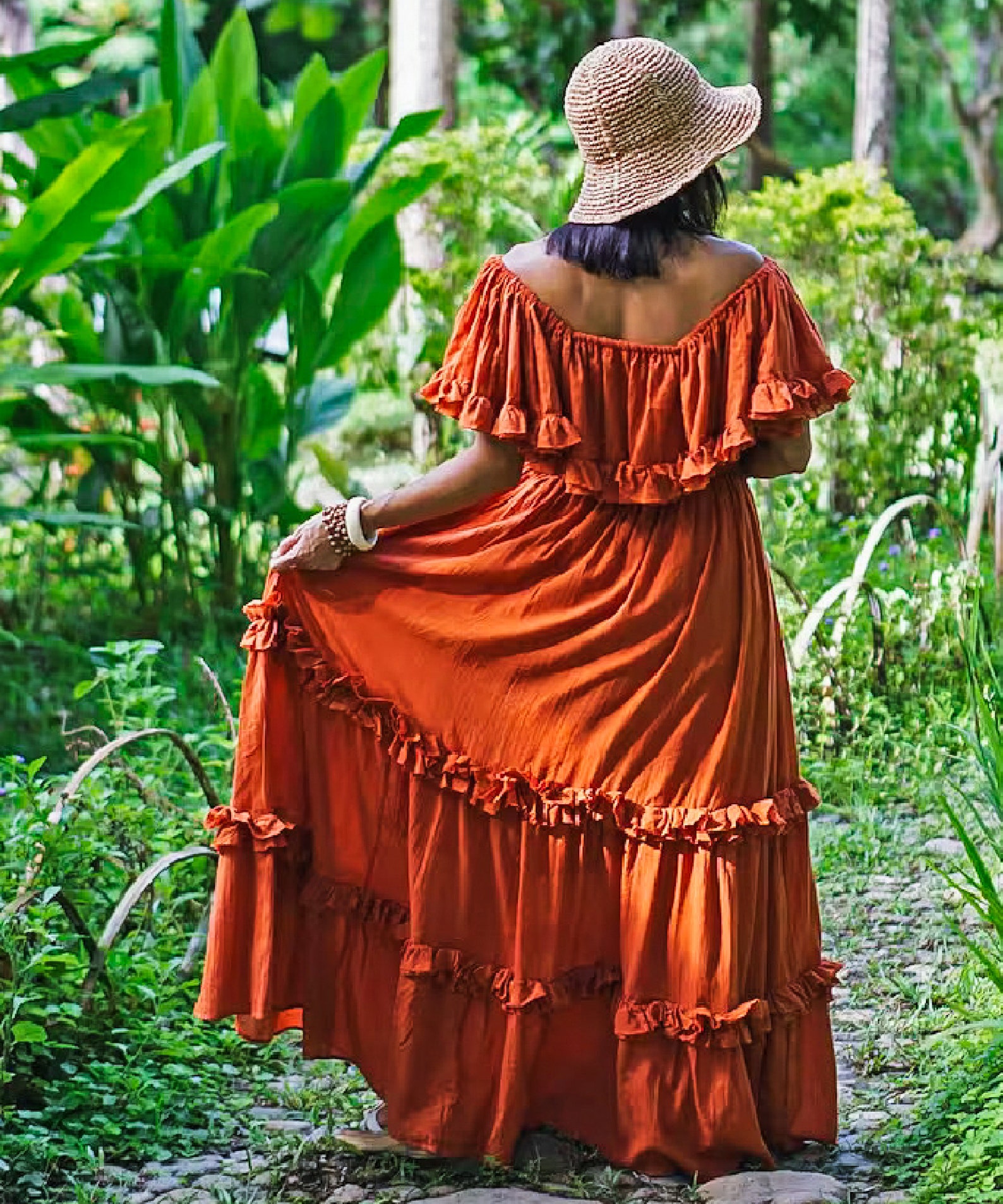 Burnt Orange Dress Boho Orange Dress Women Orange Dress - Etsy