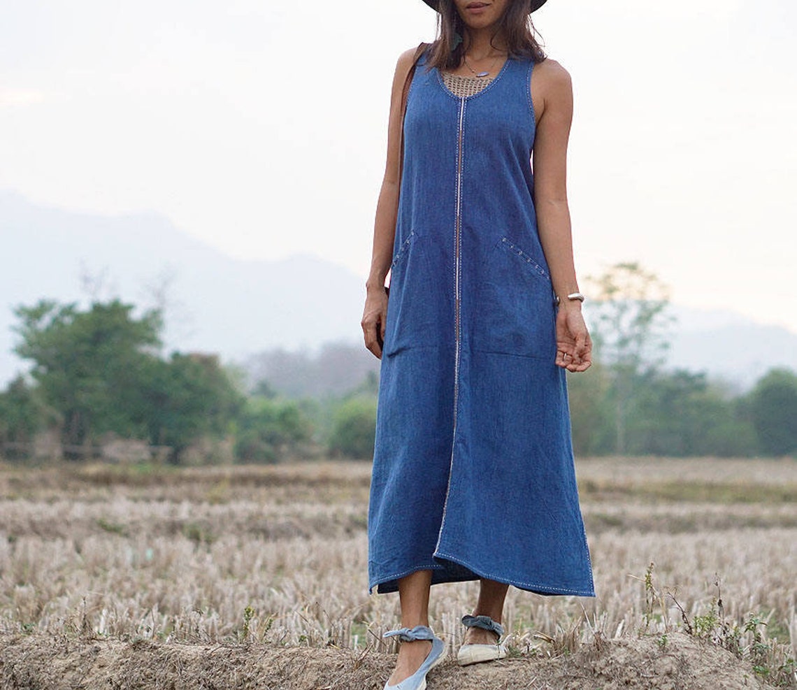 Indigo Dress Blue Indigo Dress Natural Indigo Dress Long - Etsy