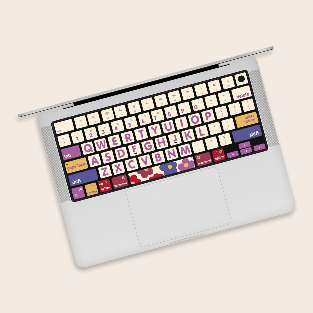 Purple Flower Keyboard Stickers Laptop Keyboard Cover Vinyl MacBook ...
