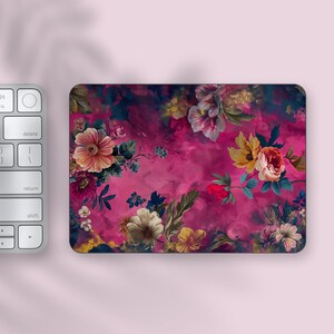 Vibrant Floral Design Magic Trackpad Skin | Deep Pink Background Magic ...