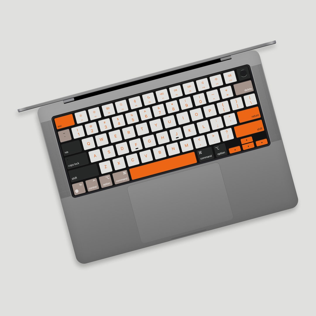 Bold Contrast MacBook Keyboard Sticker | Bright Orange, White, and ...