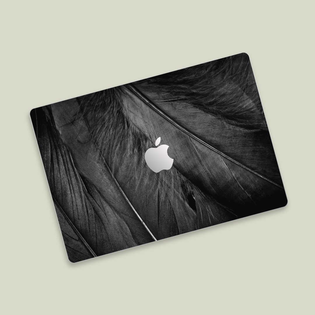 Black Feather Texture MacBook Skin | Monochromatic Elegance MacBook Air ...