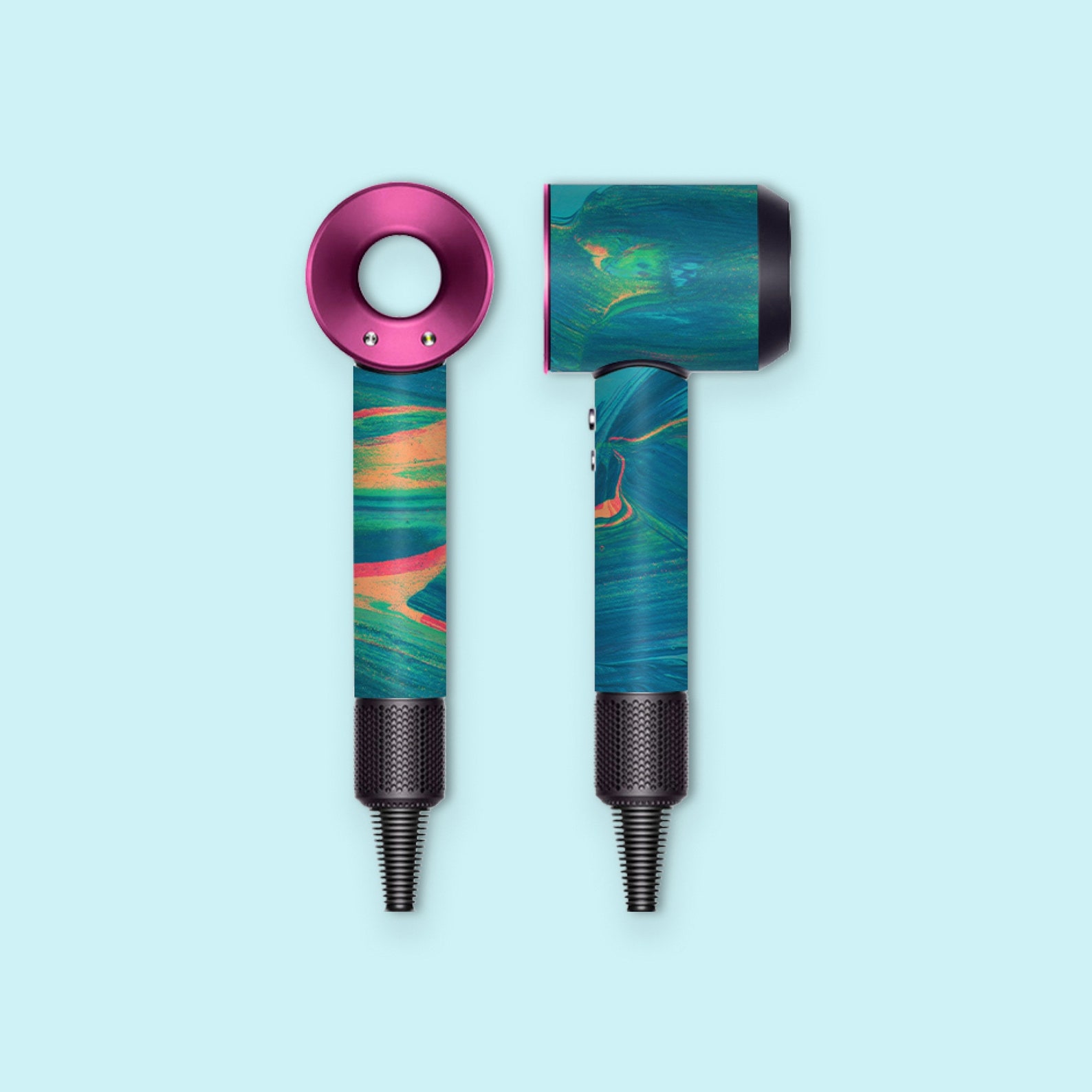 Turquoise Teal Dyson Supersonic Wrap, Fluid Art Hair Dryer Vinyl Skin ...