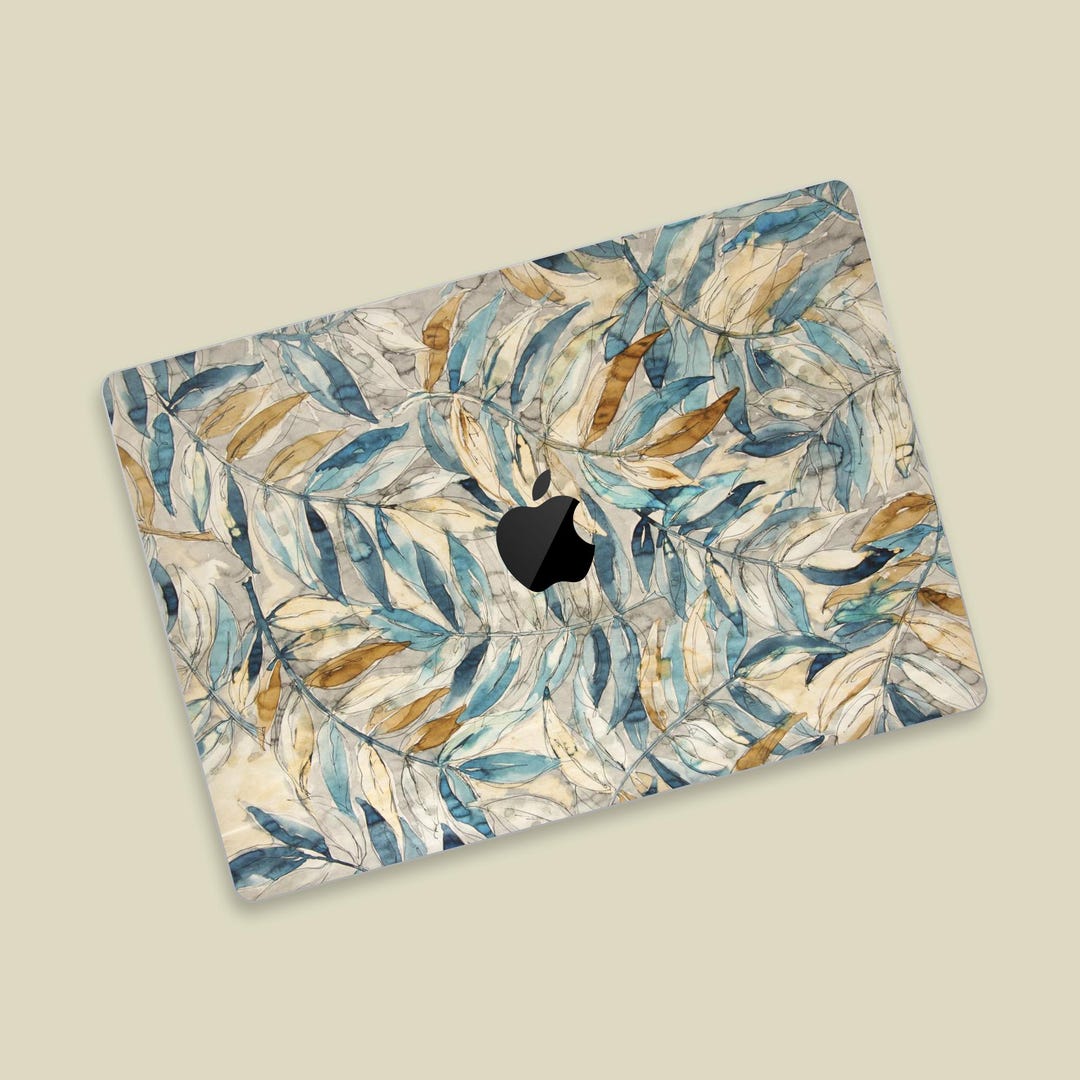 Elegant Watercolor Leaf MacBook Skin | Botanical Art MacBook Decal ...