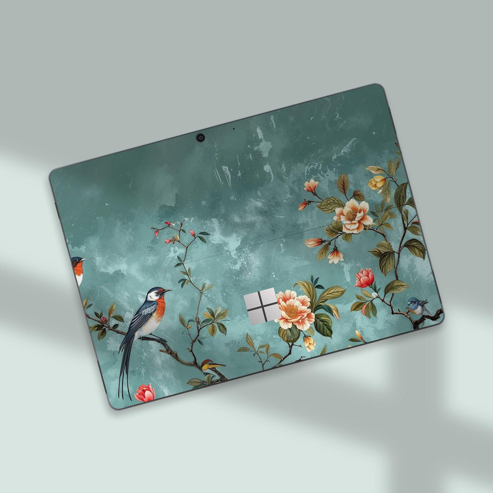 Ornate Bird and Flower Motif Surface Pro Skin Elegant Floral Bird ...