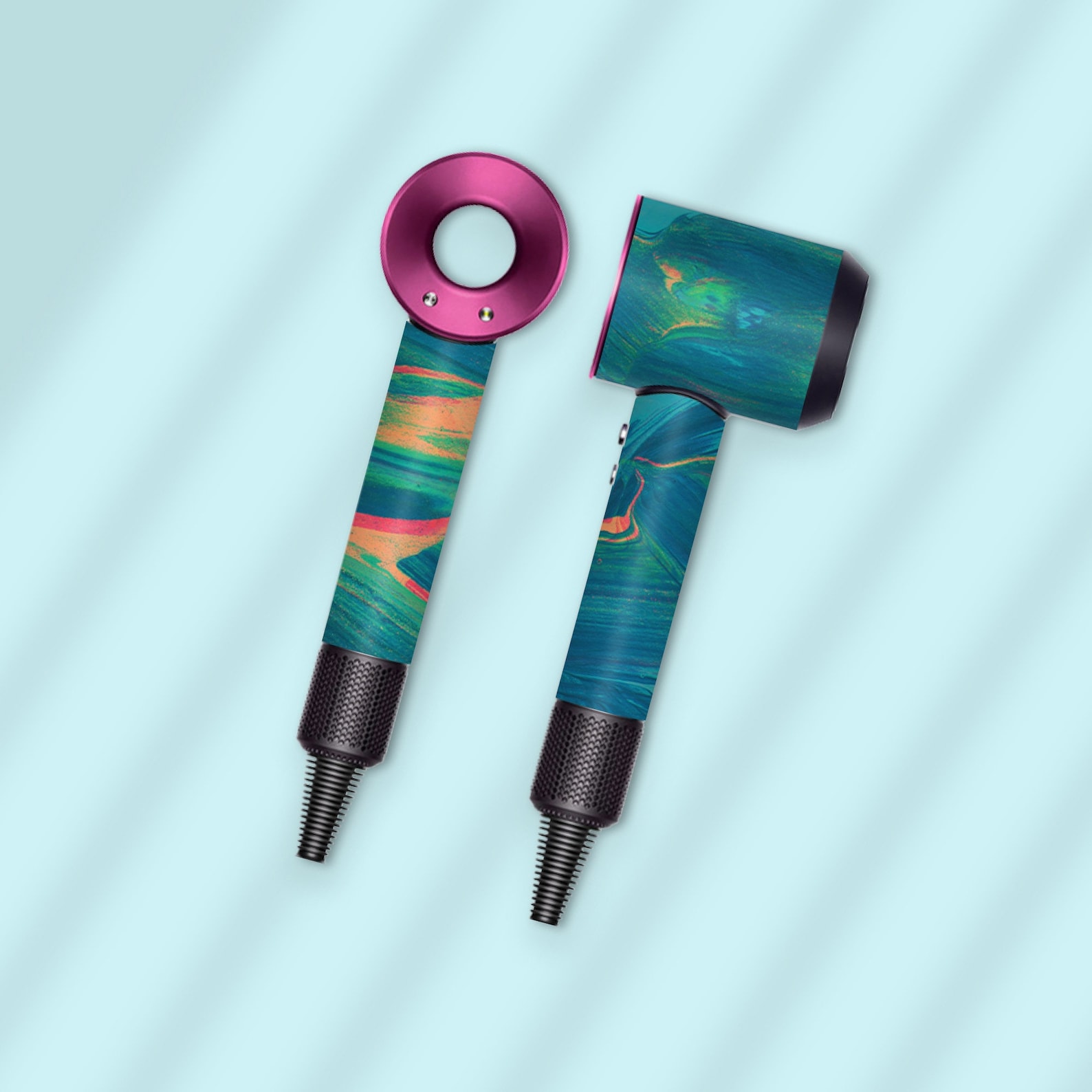 Turquoise Teal Dyson Supersonic Wrap, Fluid Art Hair Dryer Vinyl Skin ...