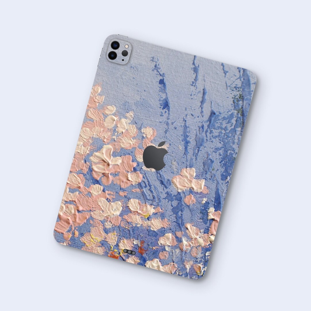 Impressionistic Pink Floral & Blue Background iPad Pro Skin | Artistic ...