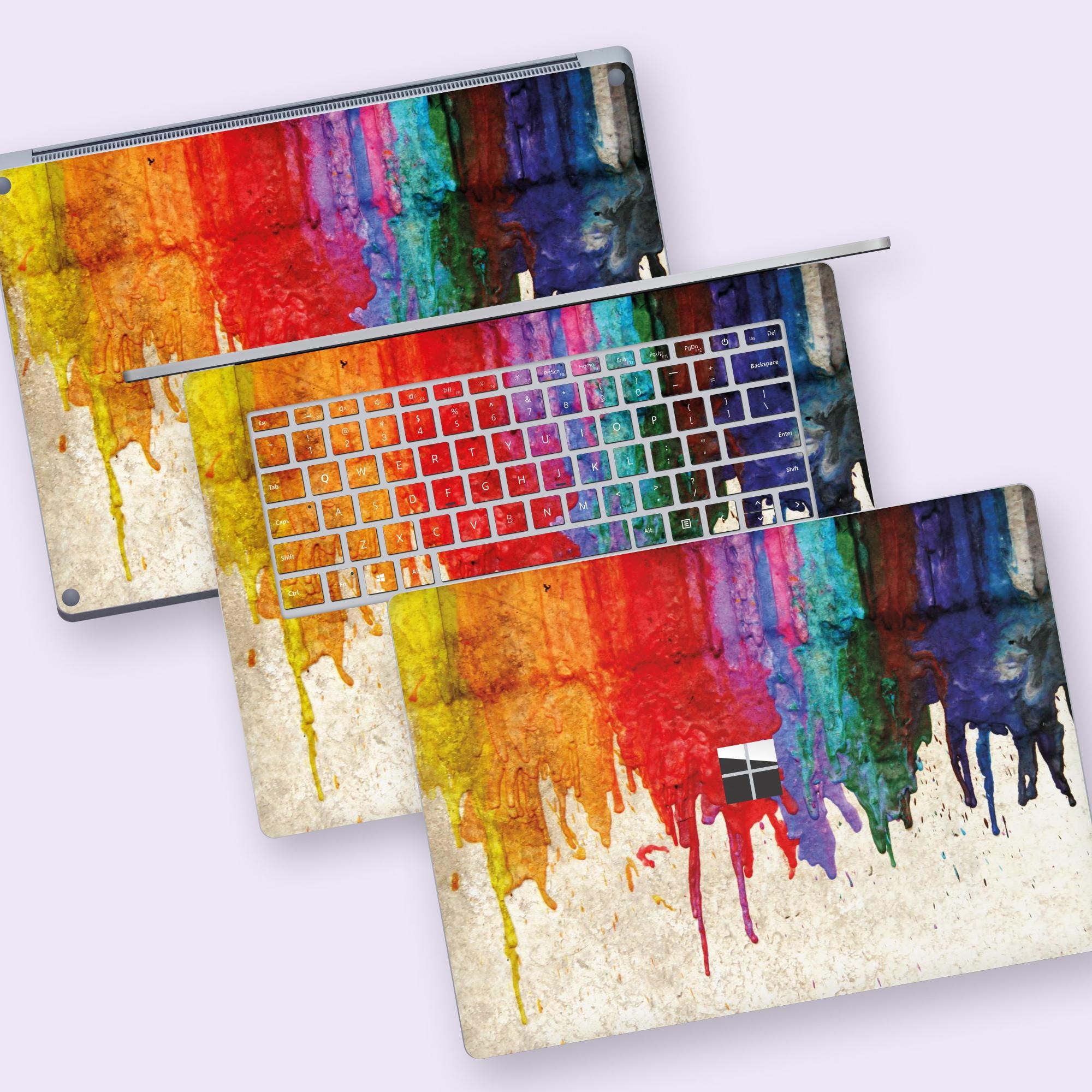 Rainbow Splash Design Surface Laptop Skin | Vibrant Color Drip Art ...