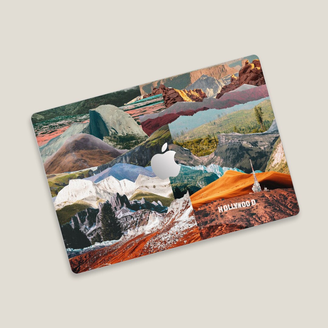 Mountain Landscape Vintage Patchwork MacBook Skin Geographic Collage ...