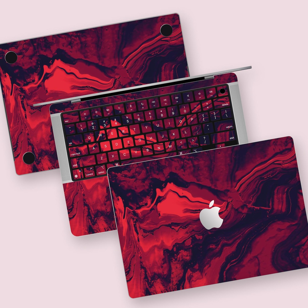 Fiery Red Liquid Ink Art MacBook Skin | Crimson Flow MacBook Pro Skin ...