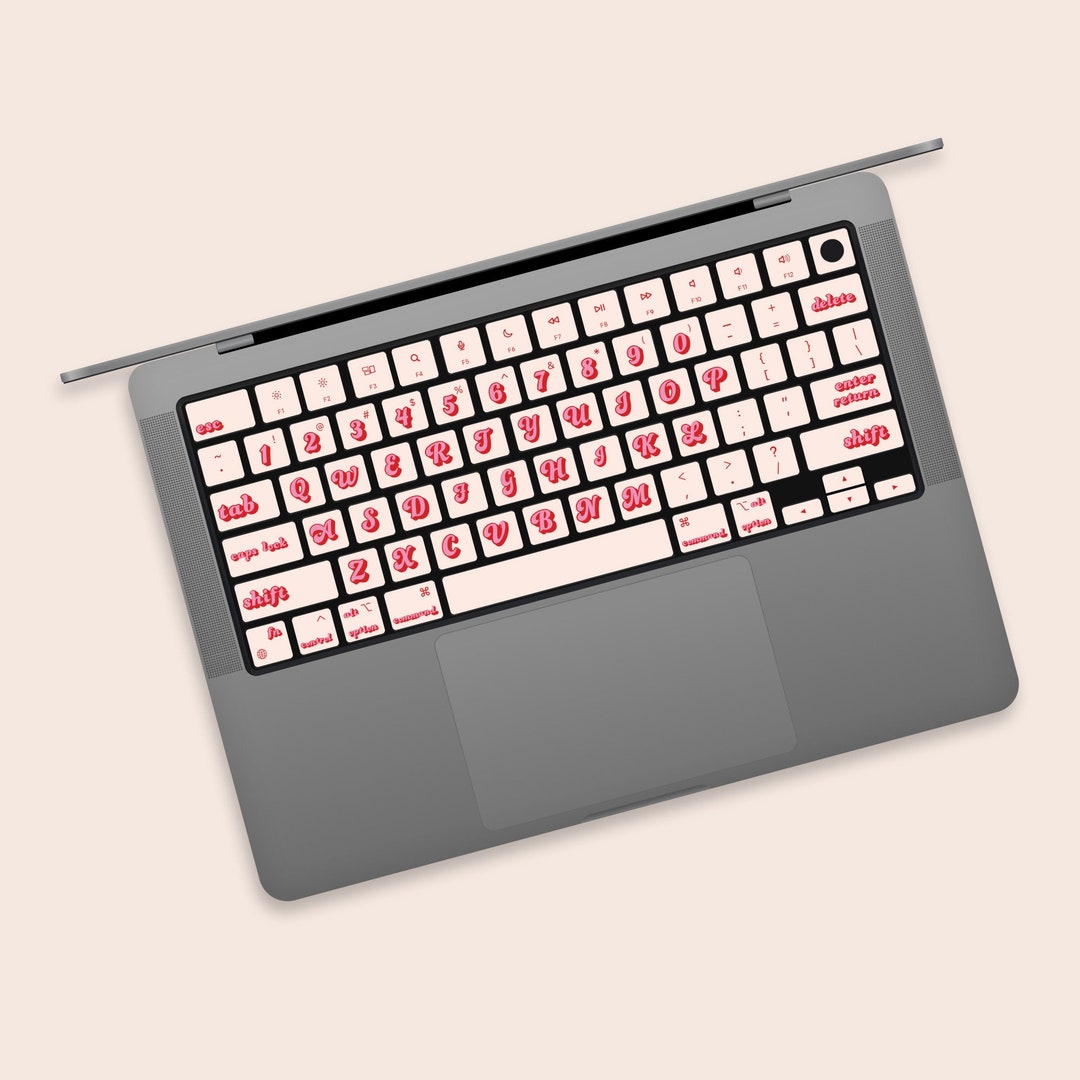 Pink Font Sweetheart Theme MacBook Keyboard Sticker | Romantic Pink ...