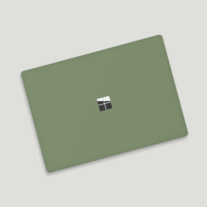 Olive Green Surface Laptop Skin - Minimal Solid Color Protective Cover ...