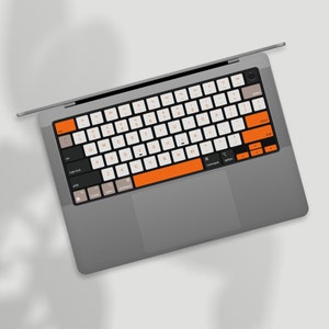 Bold Contrast MacBook Keyboard Sticker | Bright Orange, White, and ...