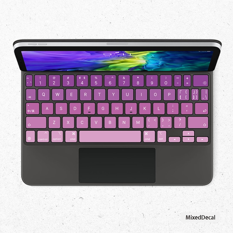 Pink Purple Gradient Magic Keyboard Stickers, iPad Pro Keyboard Skin ...