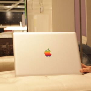 Retro apple logo sticker macbook pro decals macbook air | Etsy