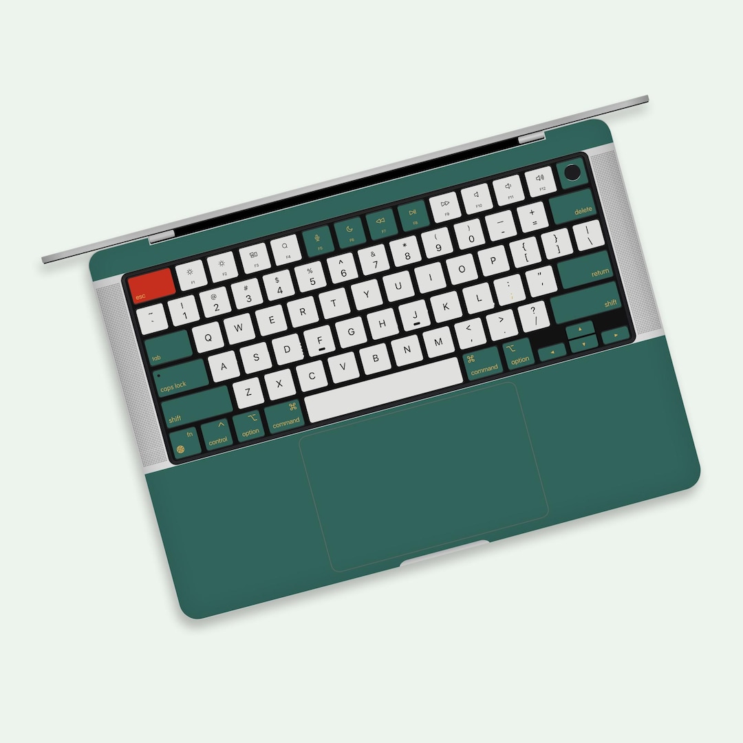 Green and Light Gray MacBook Keyboard and Palm Rest Skin | Bold Design ...