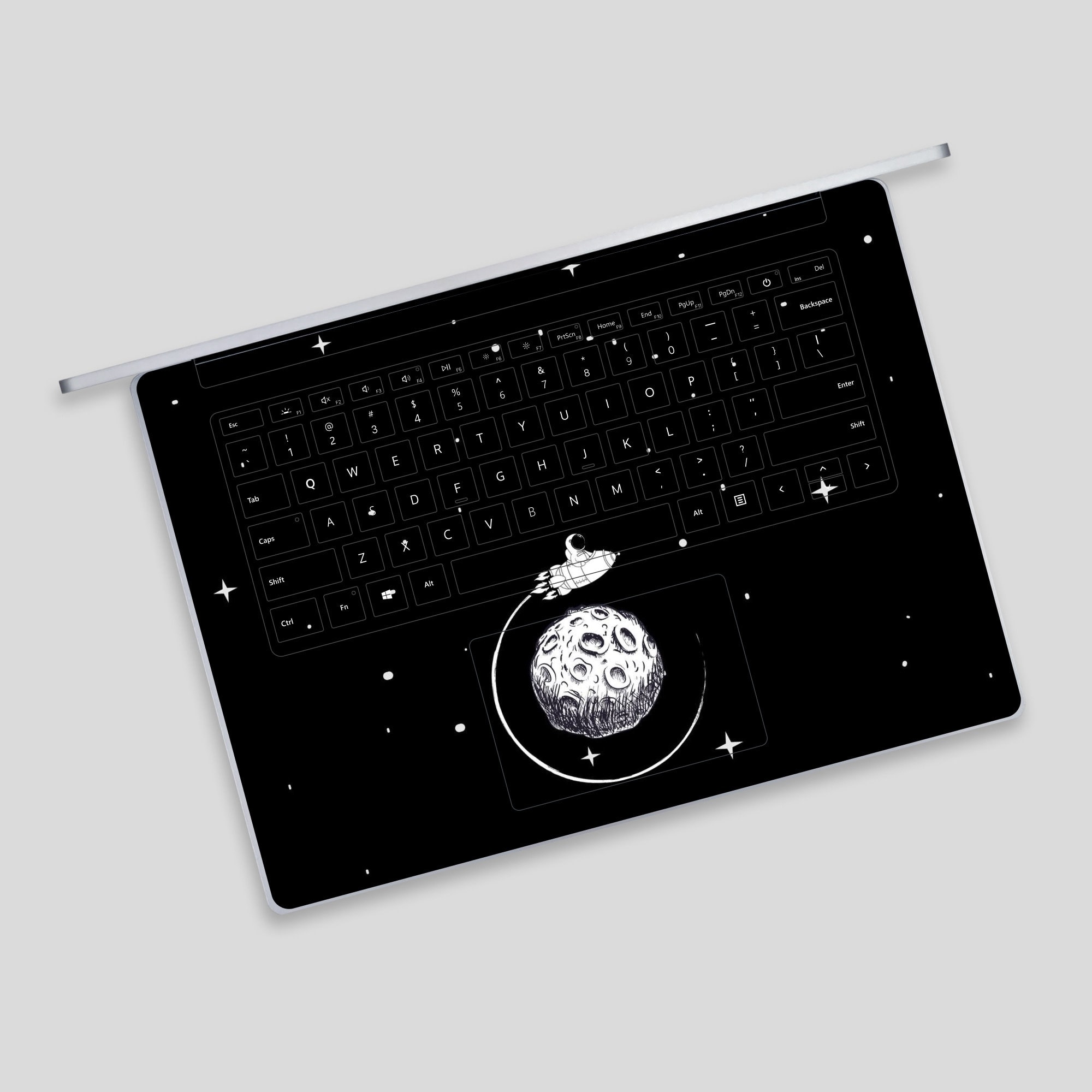 Astronaut Moon Surface Laptop Skin, Space Design Vinyl Decal Wrap, Hand ...