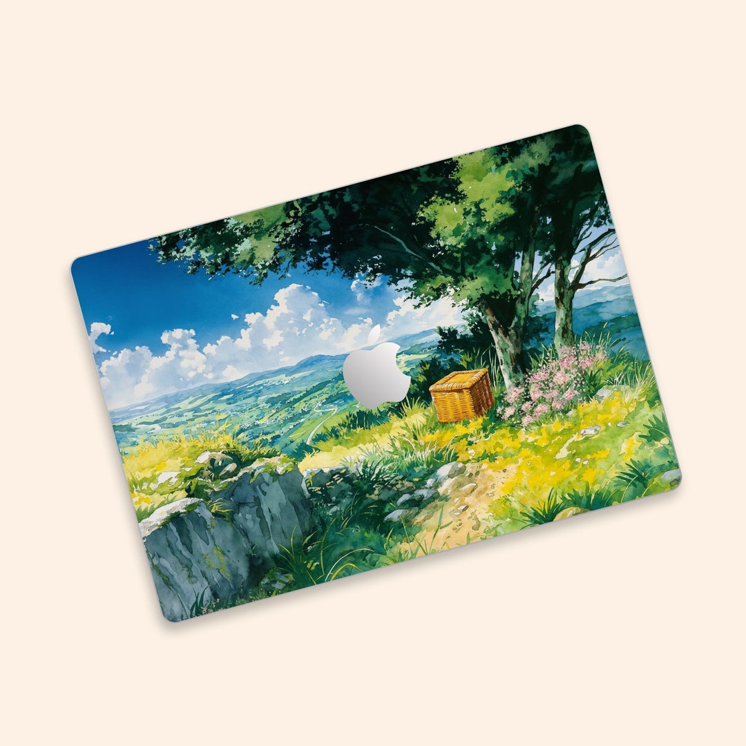 Hand Draw Pastoral Landscape MacBook Skin | Serene Countryside MacBook ...