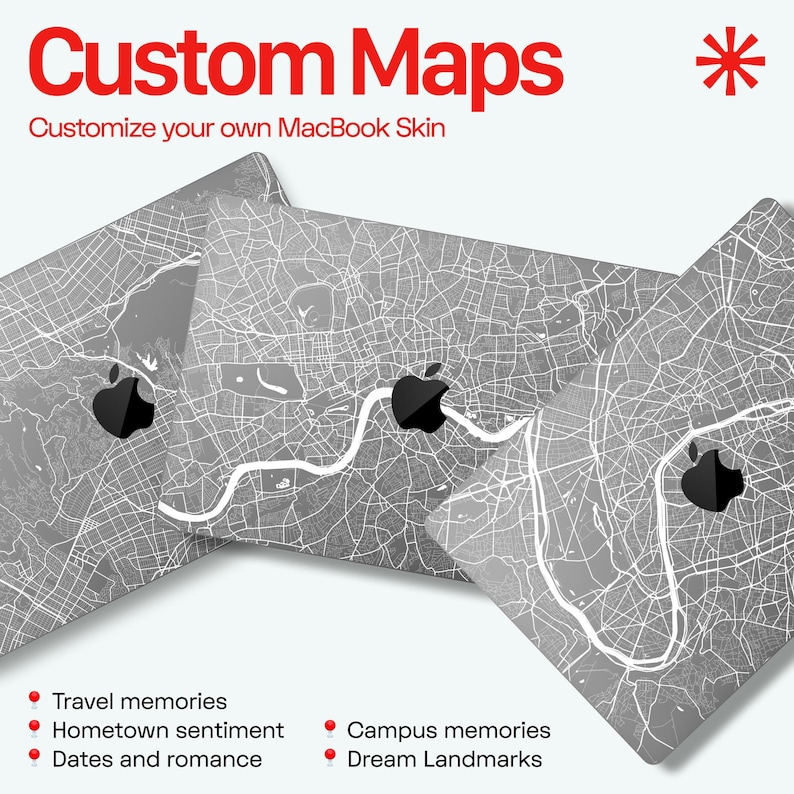 Personalized Map MacBook Skin - Custom Location Laptop Skin ...