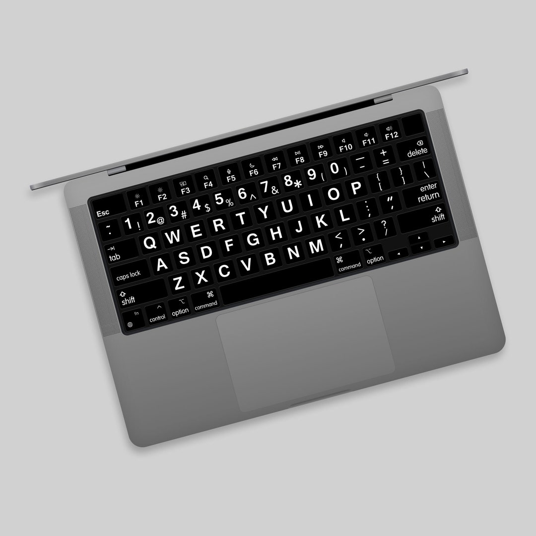 Black and White Large Font MacBook Keyboard Sticker – MacBook Pro ...
